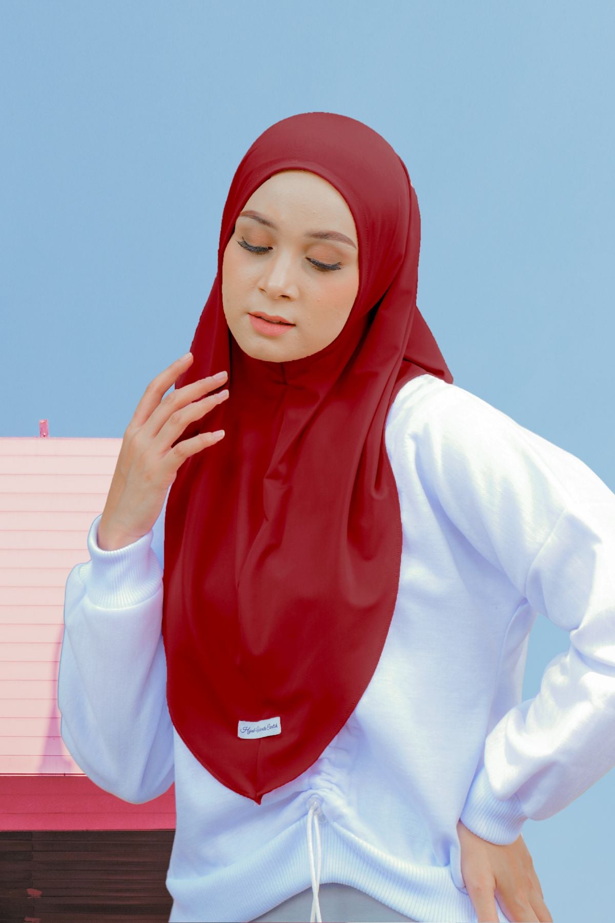 Instan Jennie Sporty Hijab - HLS1.32 Ruby Maroon